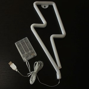 White Lightning Bolt Neon Light (LED) | Sign Lights for Wall Mount ...