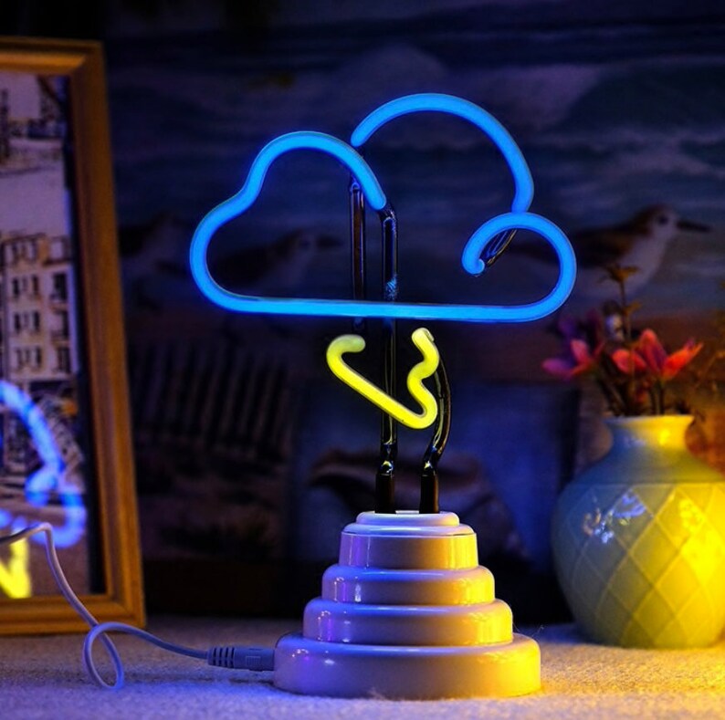 Lightning Bolt Cloud Neon Light LED Sign Lights for Wall | Etsy