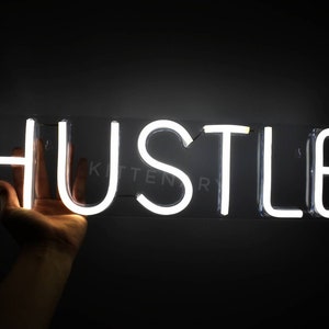 HUSTLE | Neon Light (LED), Sign Lights for Wall Mount Decoration, Night ...