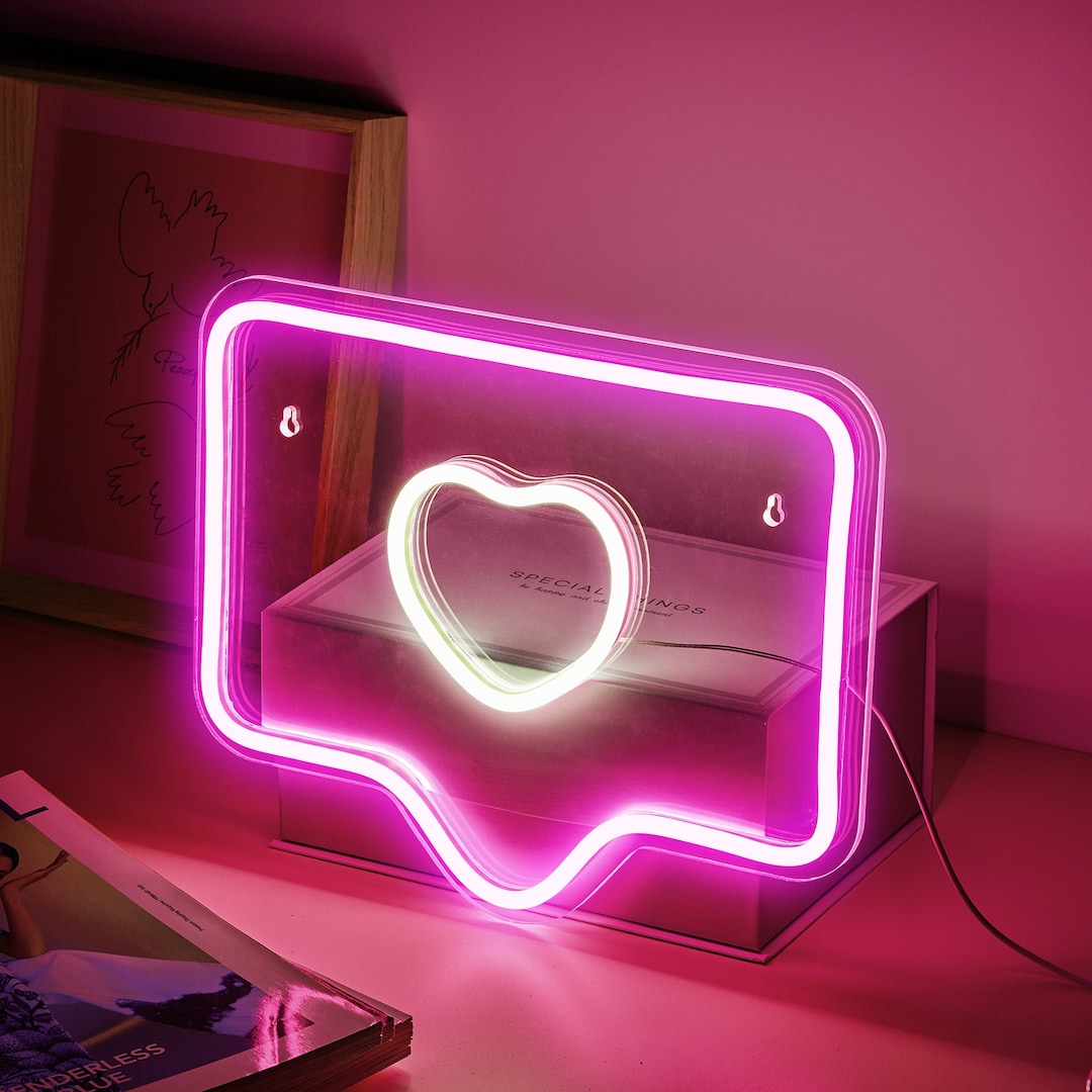 Like Heart Neon Sign LED Neon Light Decorations for Bedroom Night Lamp ...