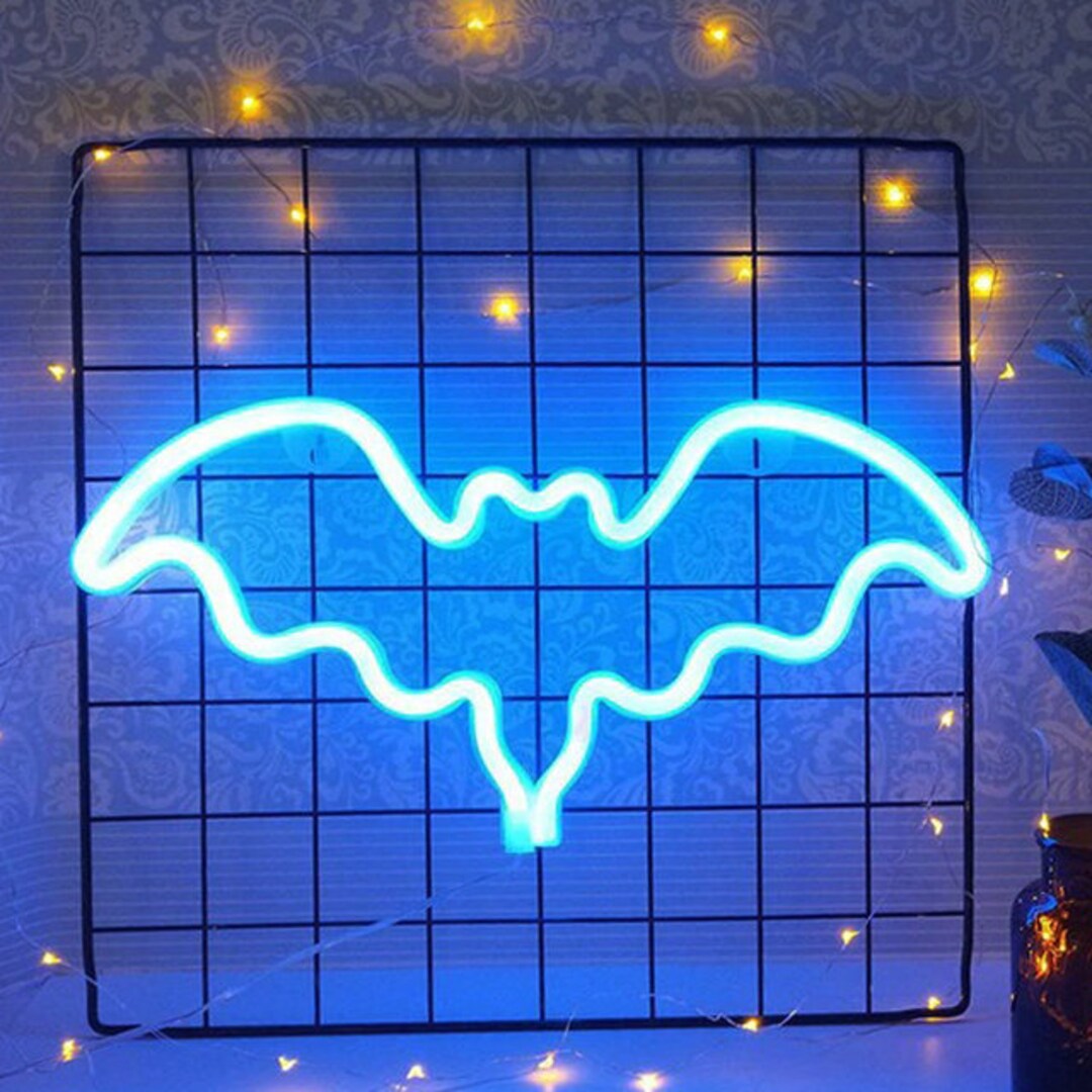 Flying Bat | Blue Neon Lights Sign (LED) for Bedroom, Light Decoration ...