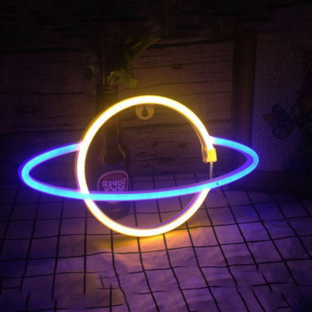 Neptune Planet | Mutlicolour Neon Light Sign (LED) for Bedroom, Light ...