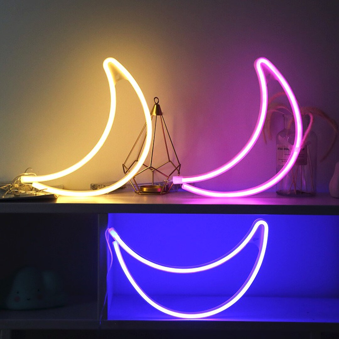 Moon | Neon Light (LED) for Bedroom, Sign Art Lights Decoration, Kids ...