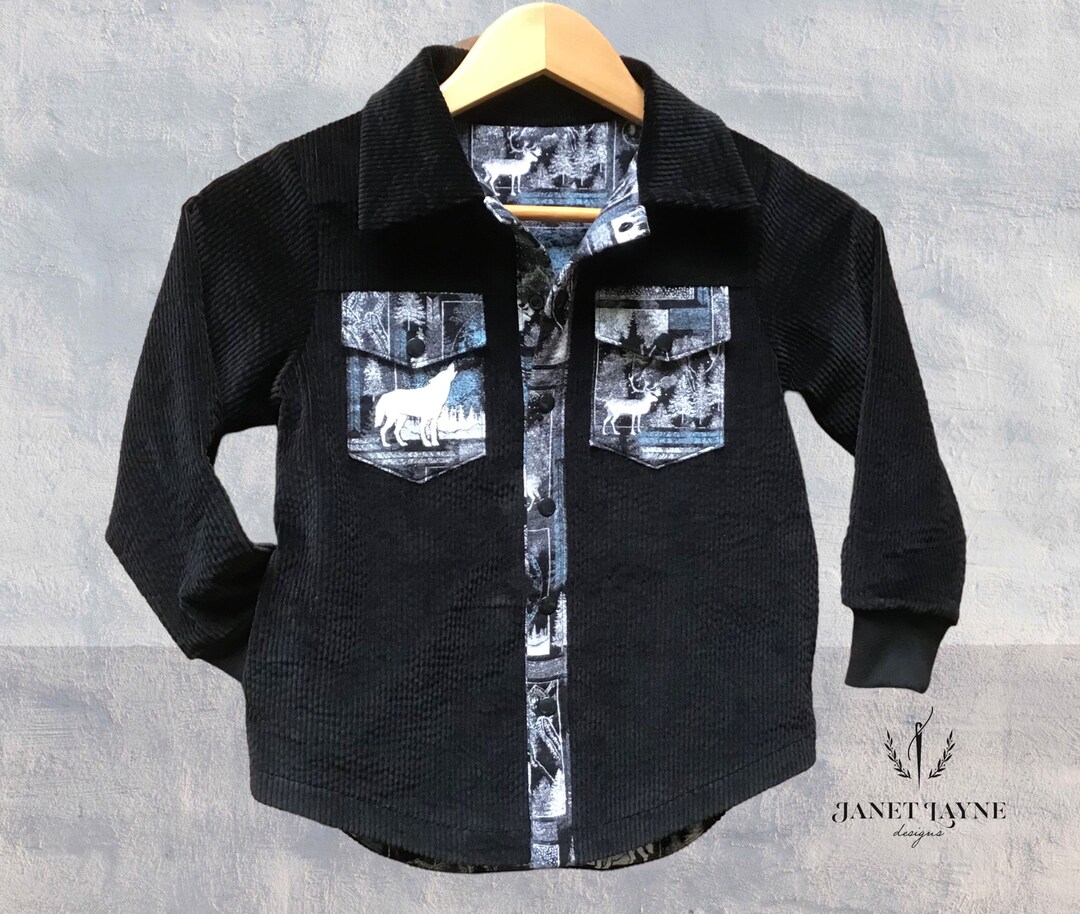 Black Corduroy Jacket shacket Jacket Fully Lined Boy's Jacket Western ...