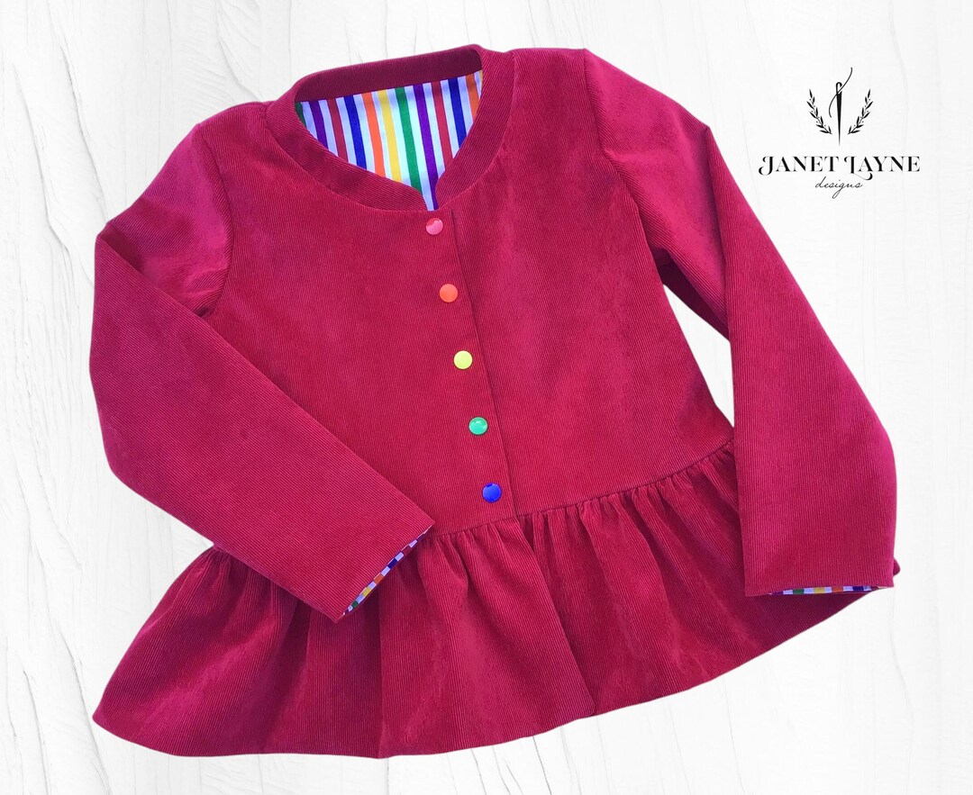 Red Corduroy Jacket - Rainbow Jacket - Holiday Red Jacket - Lined Girl ...