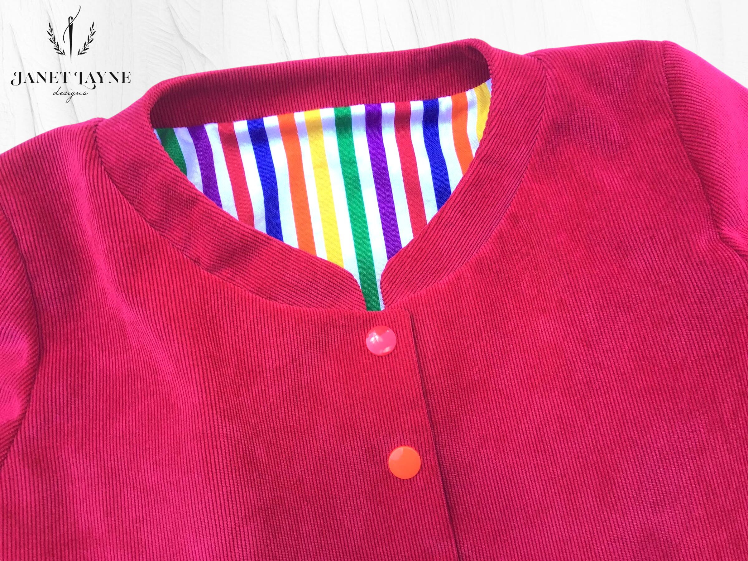 Red Corduroy Jacket - Rainbow Jacket - Holiday Red Jacket - Lined Girl ...