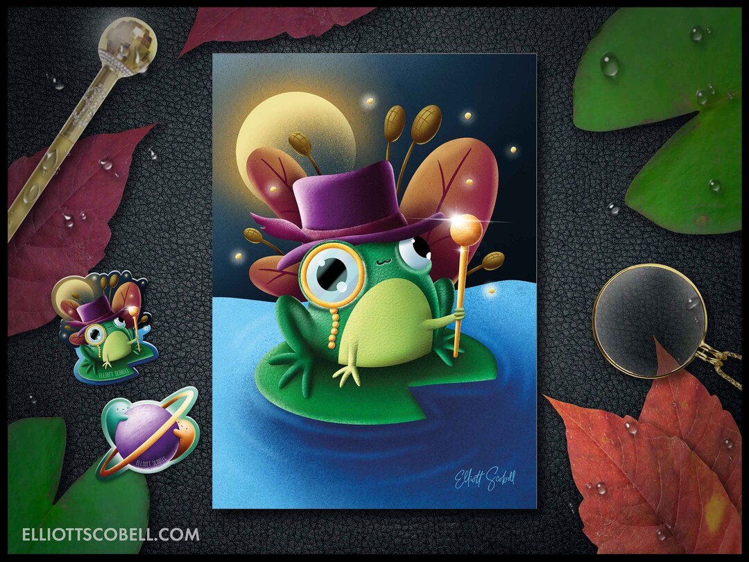 Sir Ribbit A4 Art Print cute, Colourful, Frog, Funny, Toad, Cartoon ...