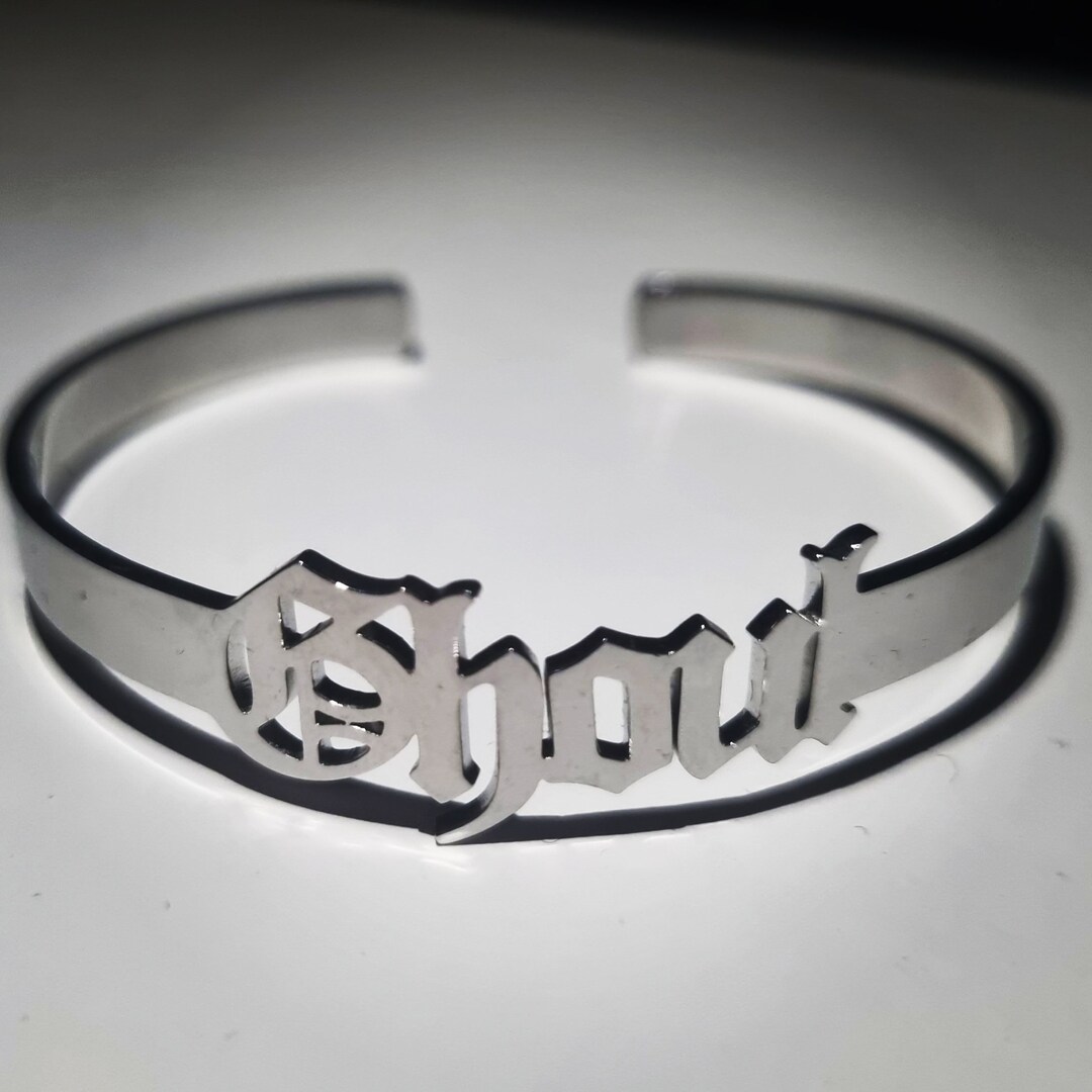 Old English Font Bangles, Bracelets, Stainless Steel, Silver Bracelet ...