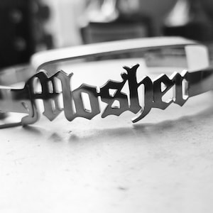 Old English Font Bangles, Bracelets, Stainless Steel, Silver Bracelet ...