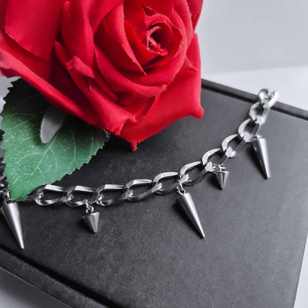 Spiked Stainless Steel Choker Necklace: Edgy Goth Festival Jewelry - Etsy