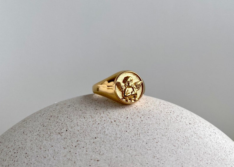 CHERUB Angel Cherub Signet Ring. Chunky Statement 18k Gold - Etsy UK