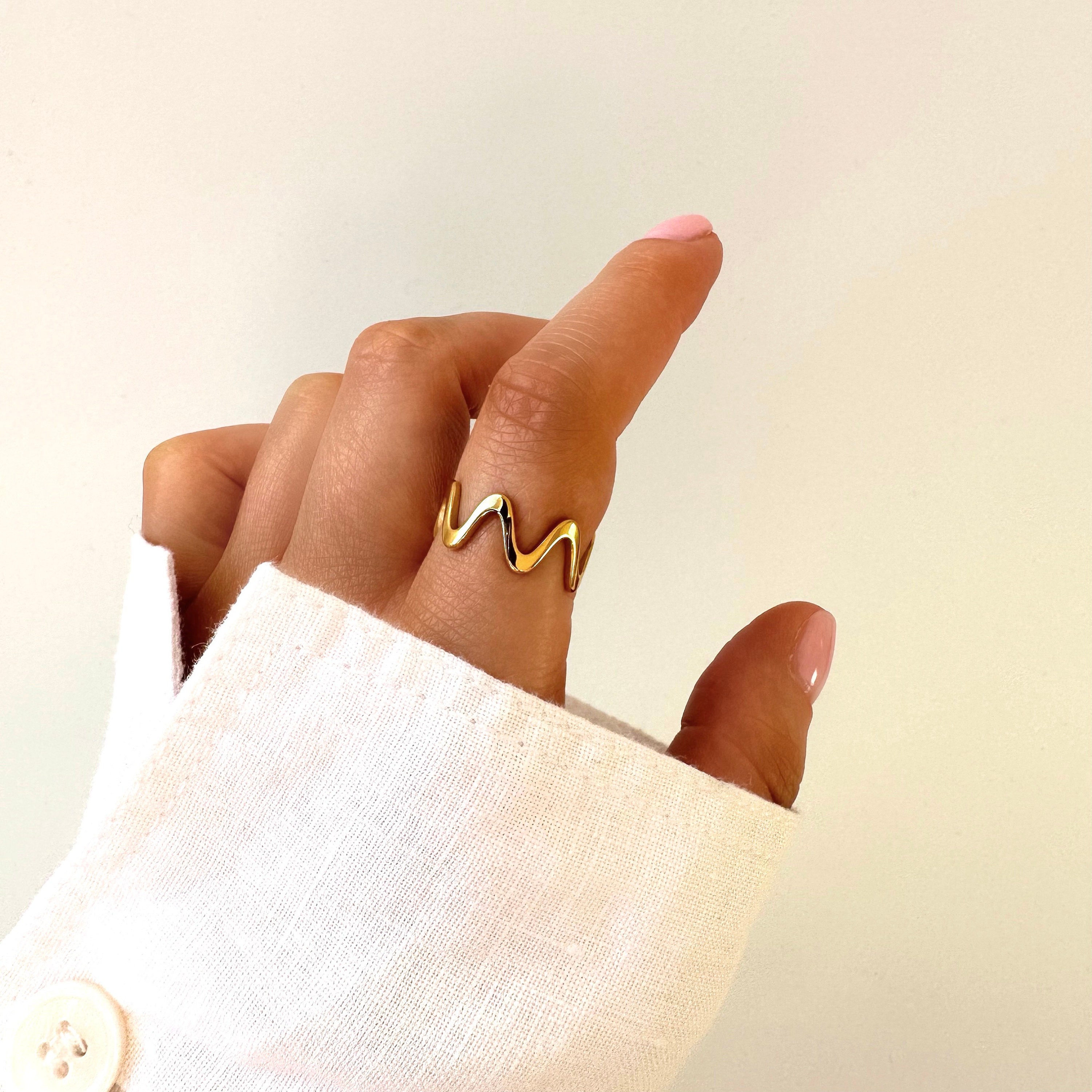 WAVEY Wave Ring. Wavey Ring. Statement Ring. Gold Plated - Etsy UK
