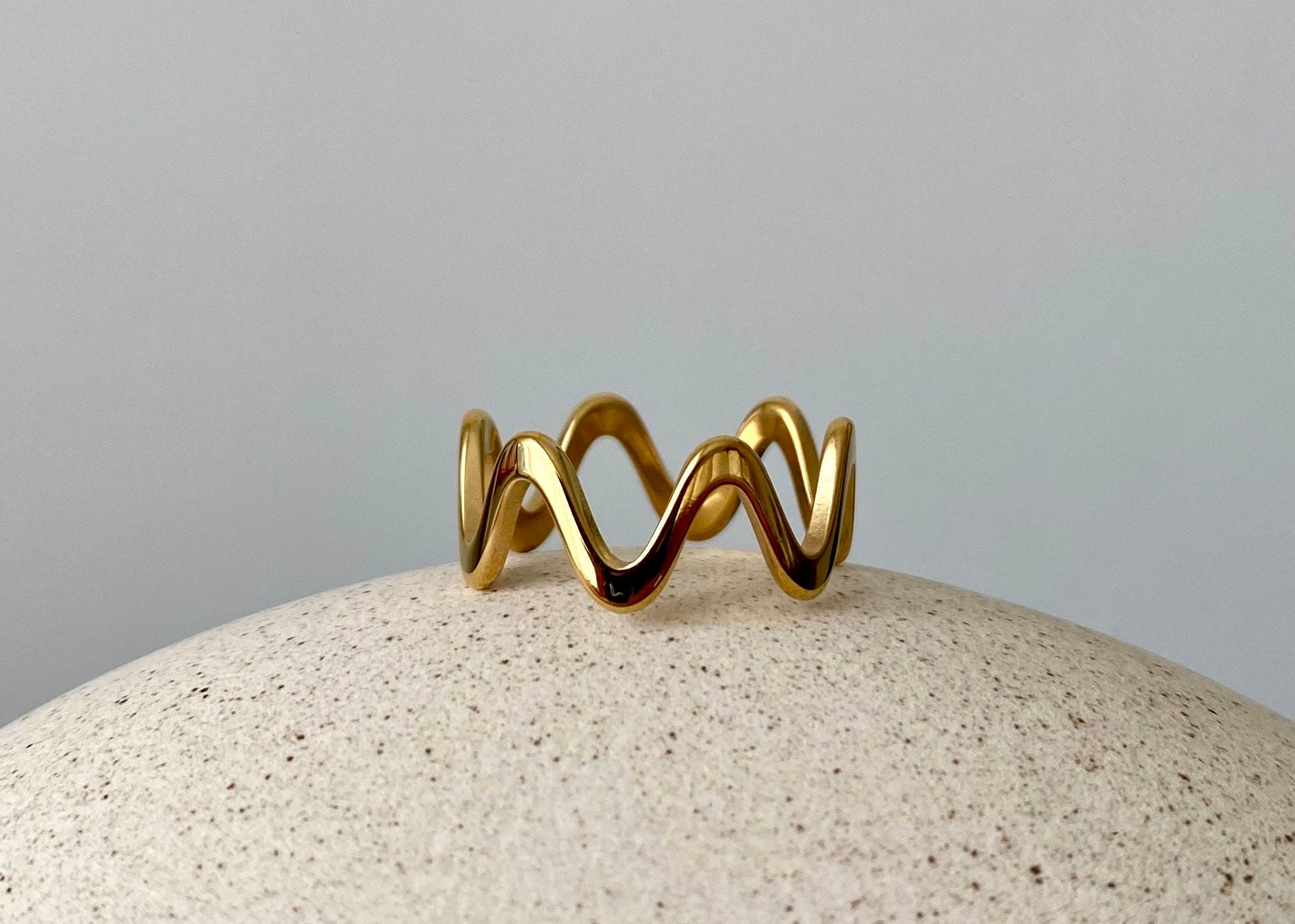 WAVEY Wave Ring. Wavey Ring. Statement Ring. Gold Plated - Etsy UK