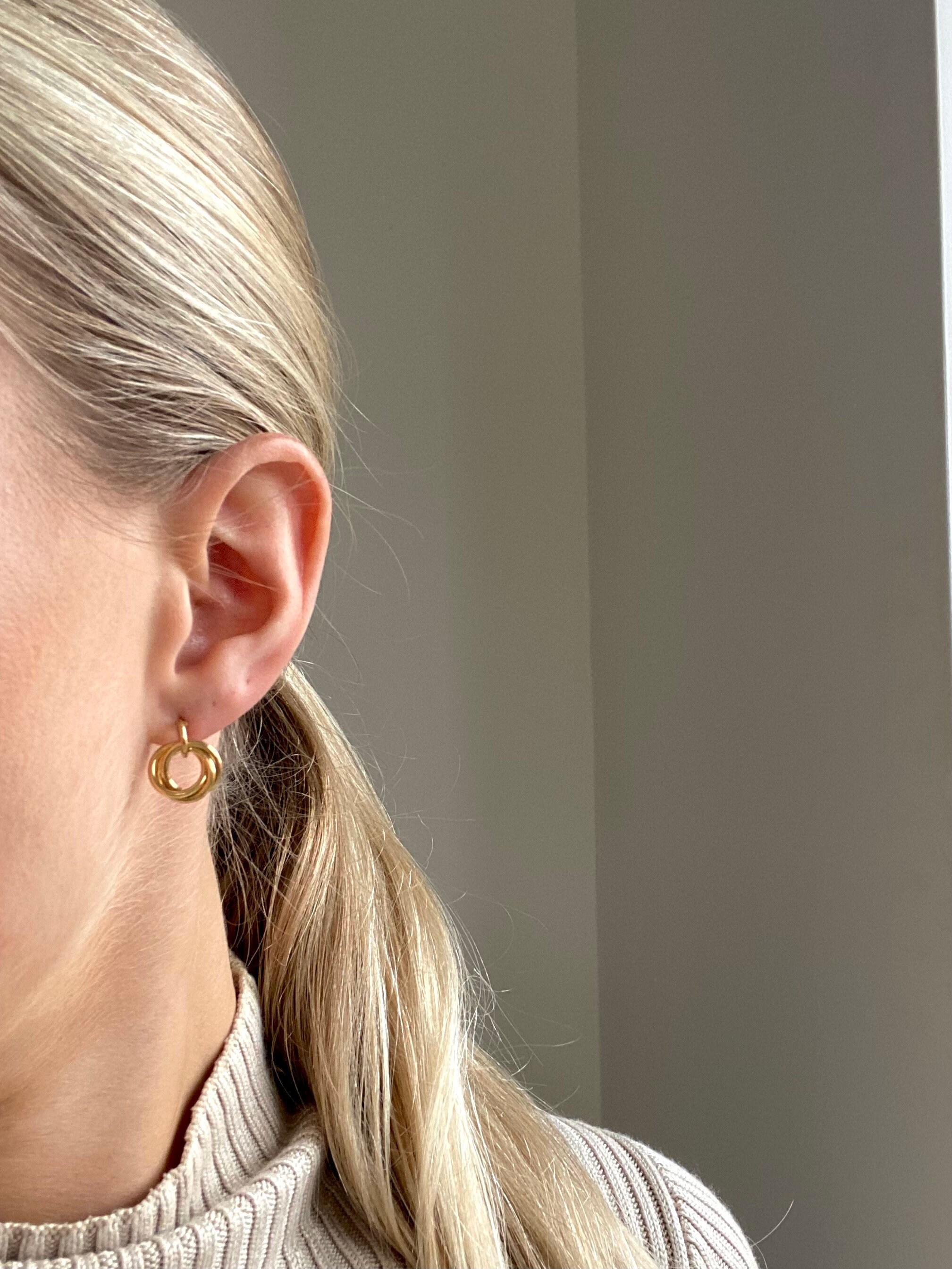 Drop multi hoop stud earrings. Multi hoop earring. Minimal | Etsy