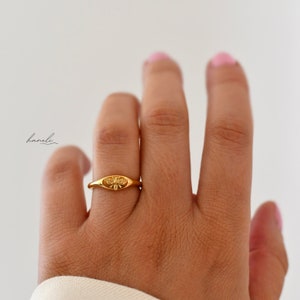 Dainty Bee Ring - 18k Gold Plated Stainless Steel - Minimalist Stacking ...
