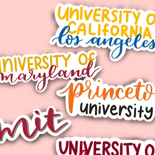 Custom Calligraphy College Name Stickers - Etsy
