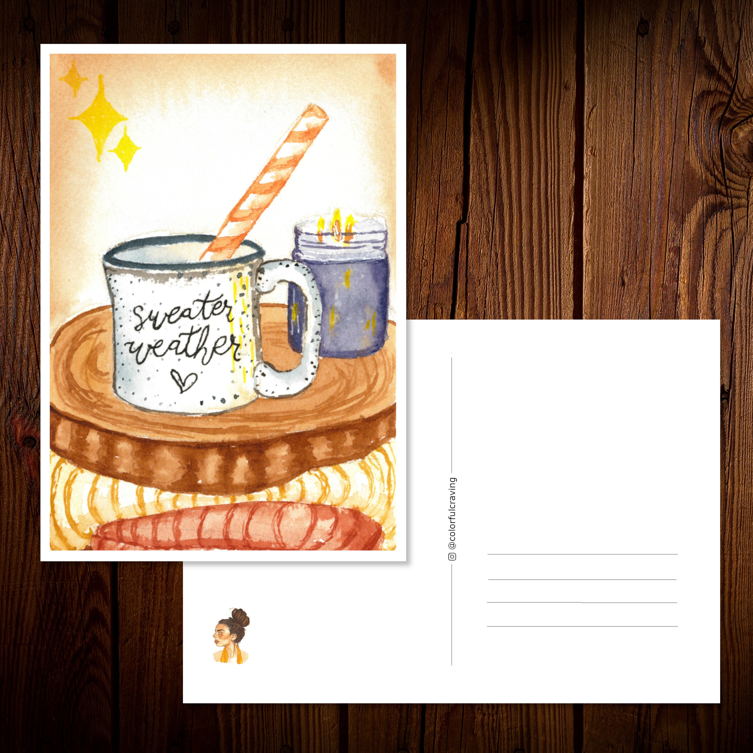 Autumn Aesthetic Postcards, Set 4 Fall Postcards in A6 Size, Watercolor ...