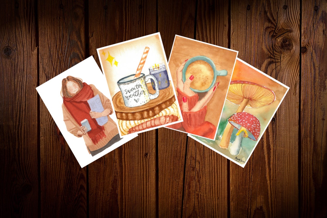 Watercolor Autumn Postcards, A6 Fall Season Set - Etsy