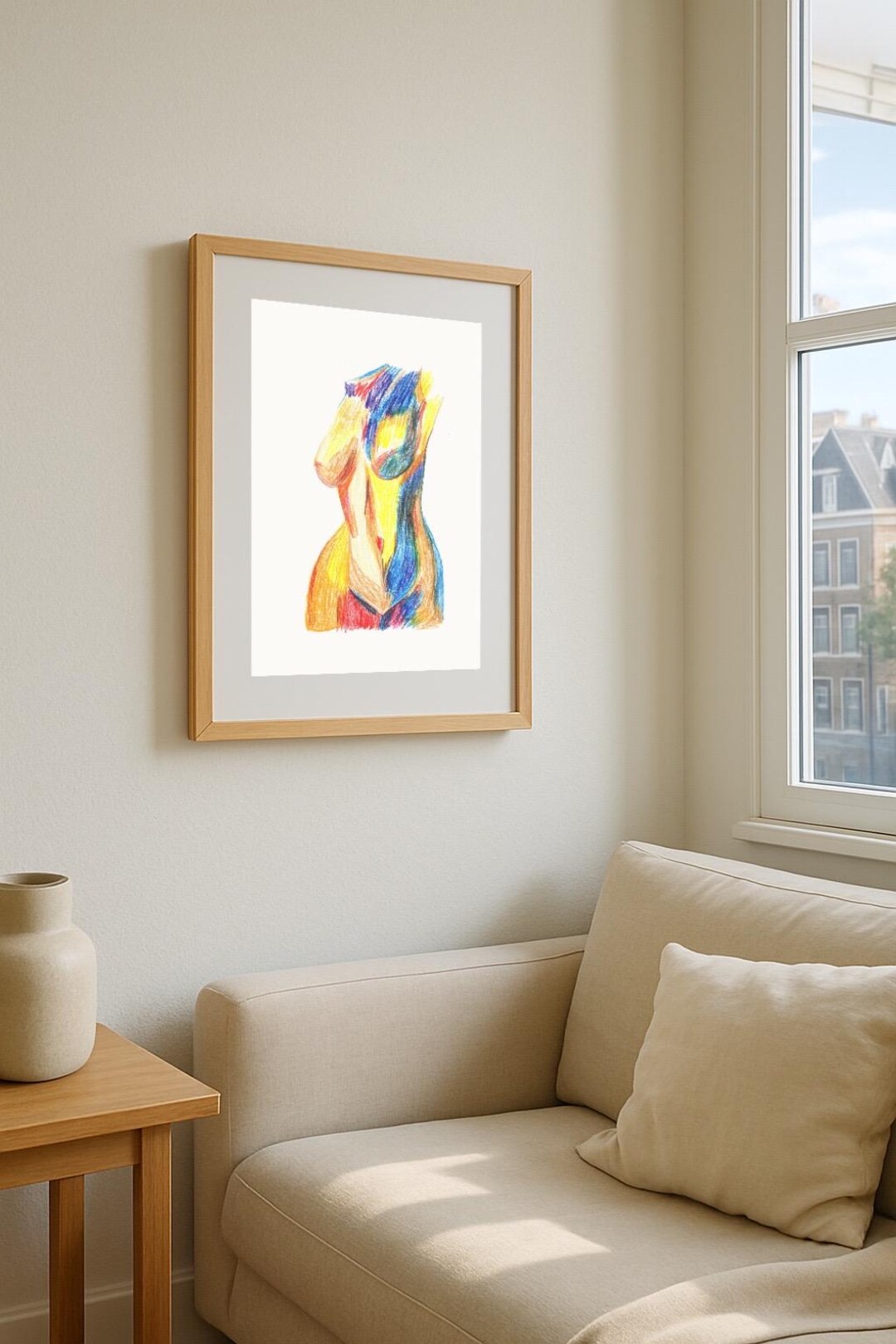 Colorful Female Form Art Print, Modern Neocolor Crayon Drawing - Etsy