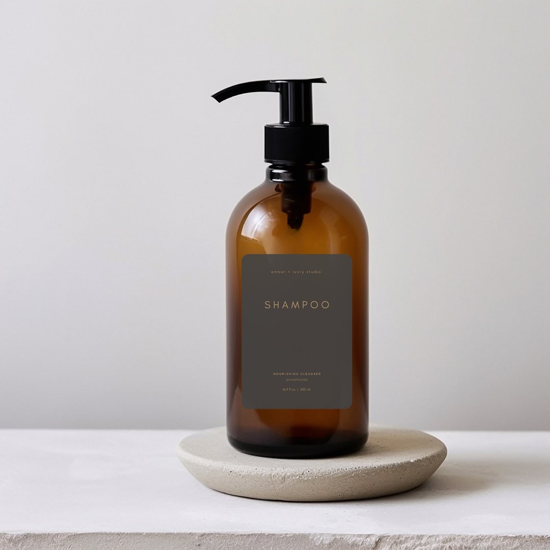 Amber Glass Shampoo Conditioner Bottle 16oz Pump Dispenser - Etsy