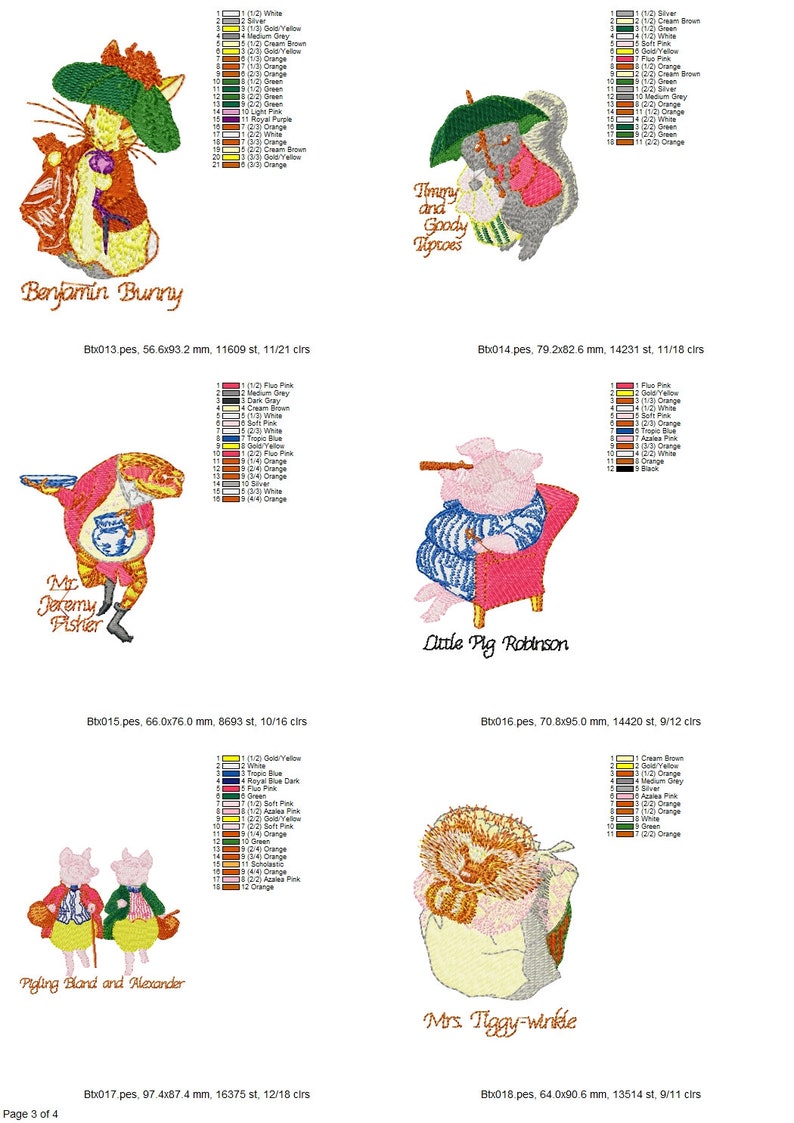 Beatrix Potter Machine Embroidery, 20 Designs, Peter Rabbit, Storybook ...