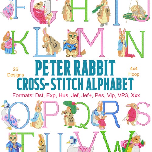 Peter Rabbit Cross Stitch Alphabet Machine Embroidery 26 - Etsy