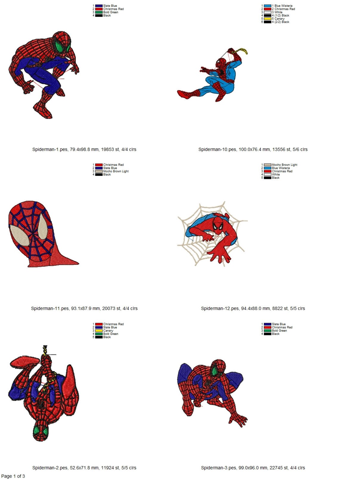 Spiderman Machine Embroidery Files, 13 Designs, Superhero Embroidery ...