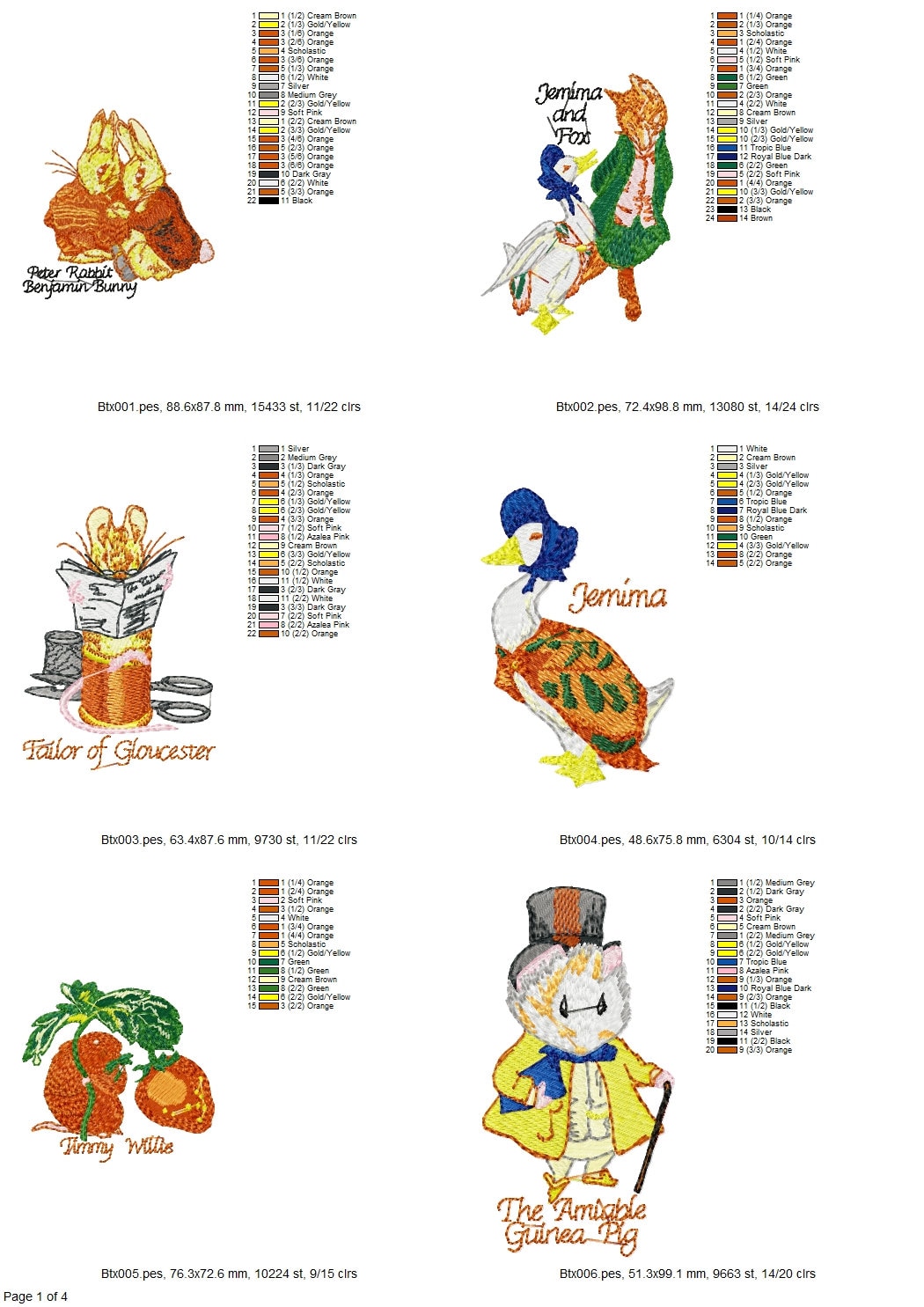 Beatrix Potter Machine Embroidery, 20 Designs, Peter Rabbit, Storybook ...