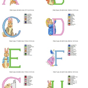 Peter Rabbit Cross Stitch Alphabet Machine Embroidery, 26 Designs ...