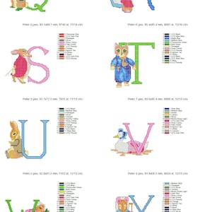 Peter Rabbit Cross Stitch Alphabet Machine Embroidery, 26 Designs ...