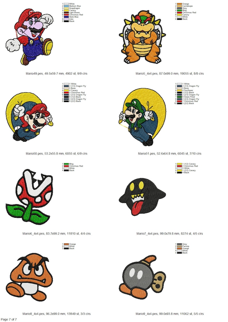 Super Mario Machine Embroidery Designs 56 Designs Mario | Etsy