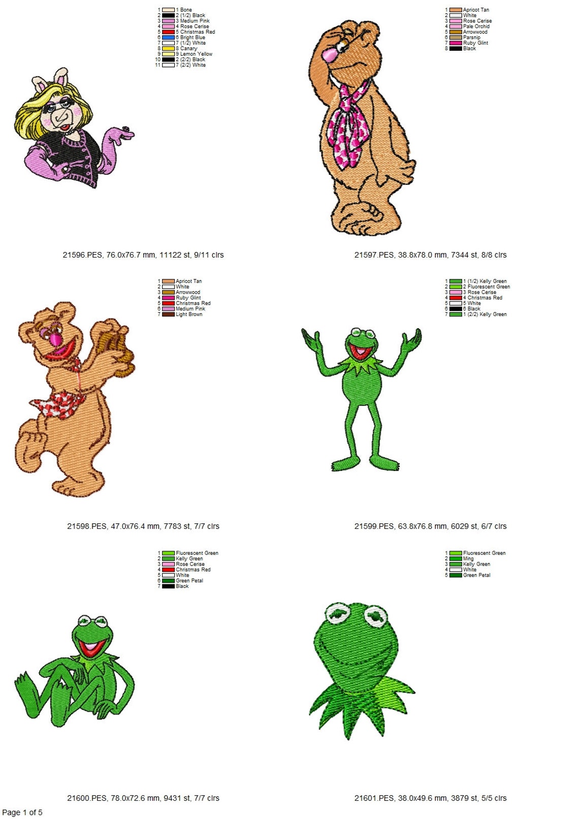 Muppets Machine Embroidery Files 27 Designs 4 Inch Hoop - Etsy