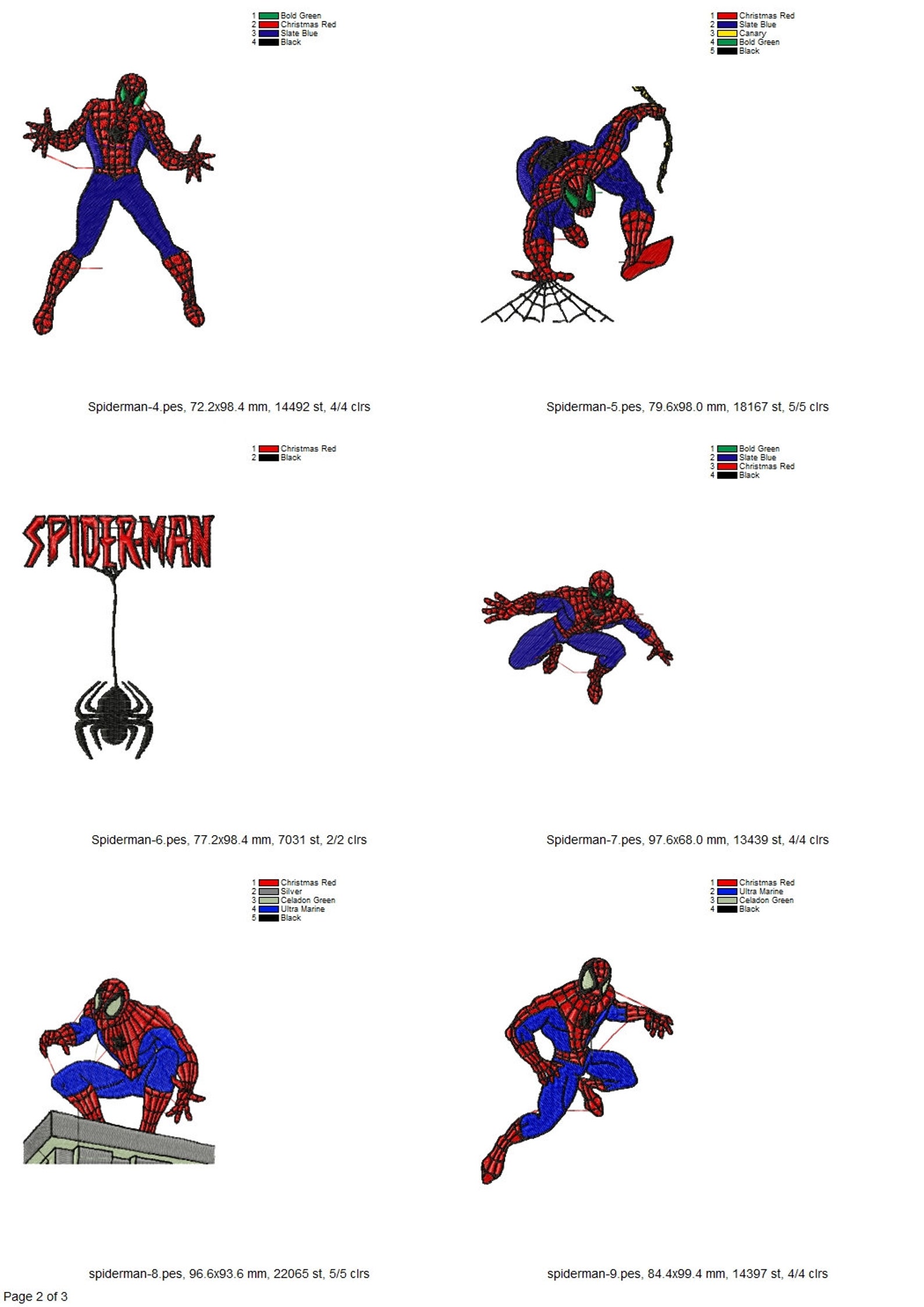 Spiderman Machine Embroidery Files, 13 Designs, Superhero Embroidery ...