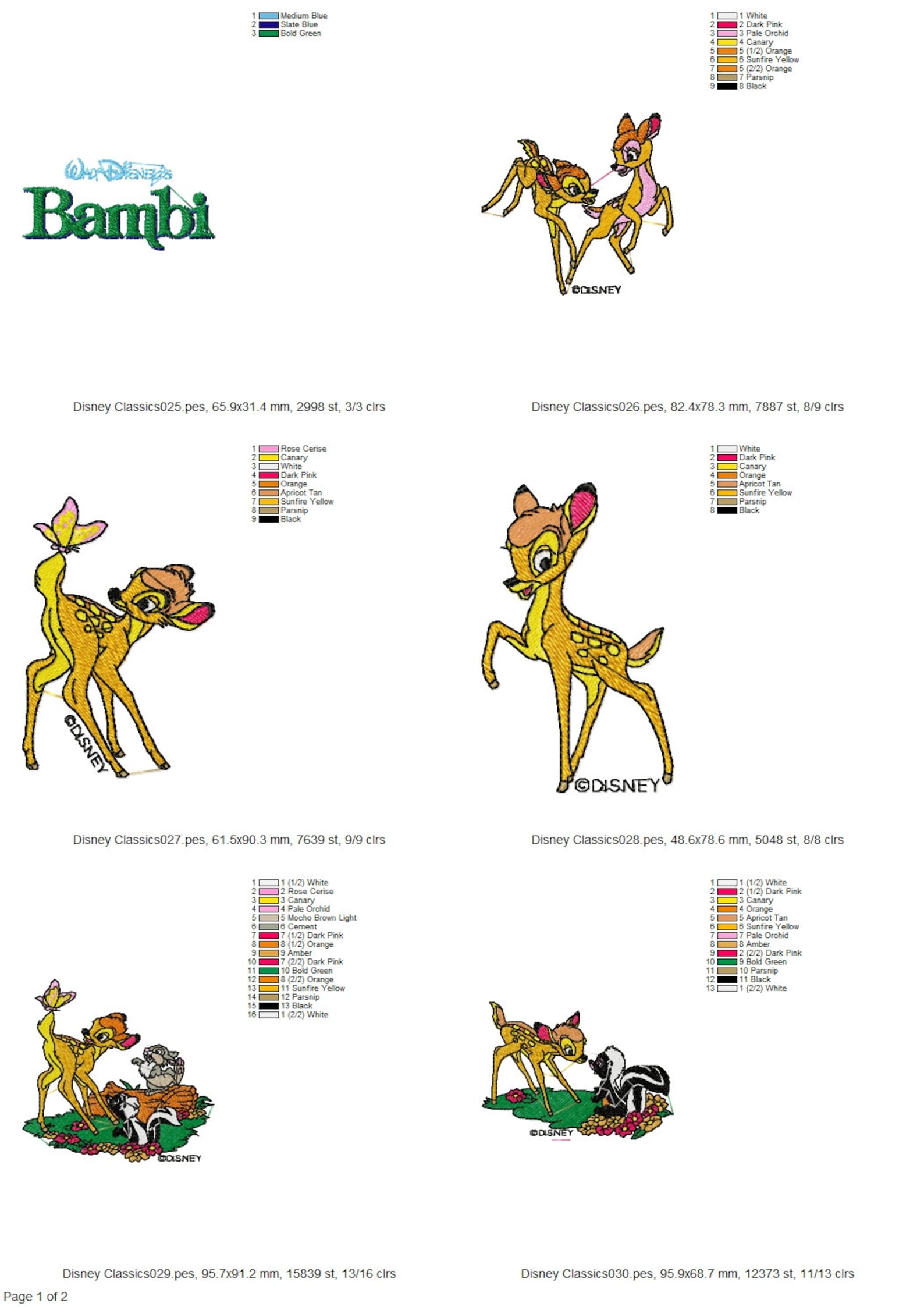 Bambi Machine Embroidery Files, 12 Designs, Bambi Embroidery, Thumper ...