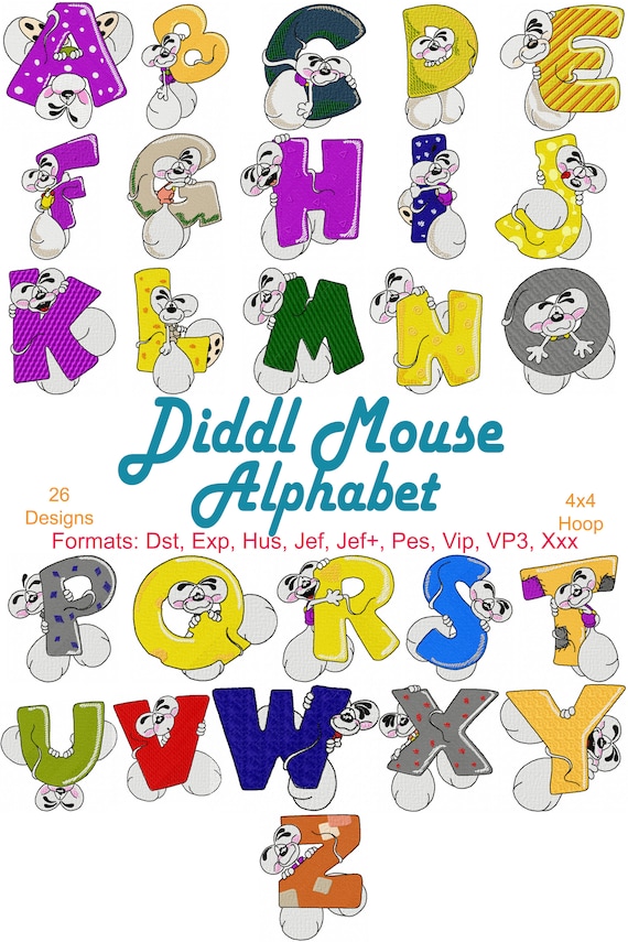 Diddl Mouse Alphabet Machine Embroidery 26 Designs Diddlina - Etsy