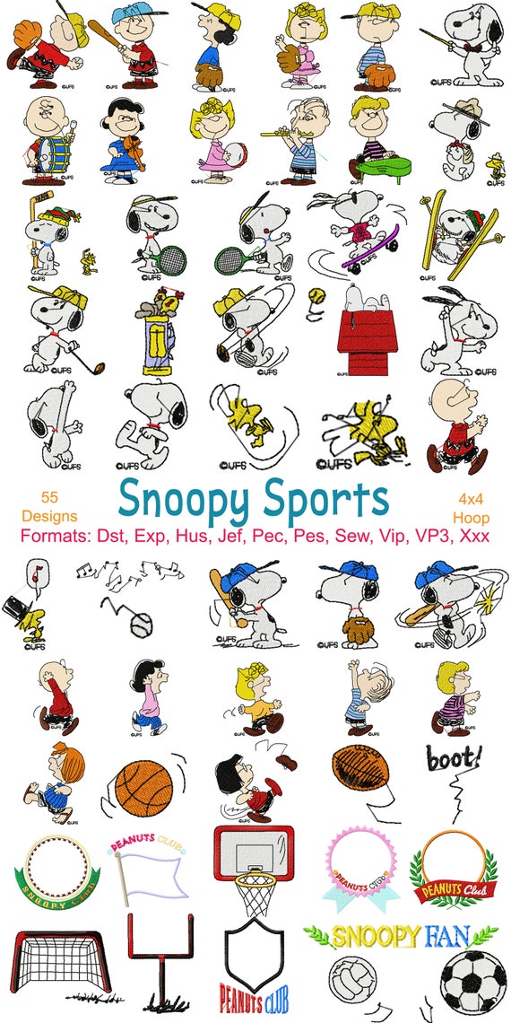 Snoopy Sports Embroidery Files 55 Designs Peanuts Designs - Etsy