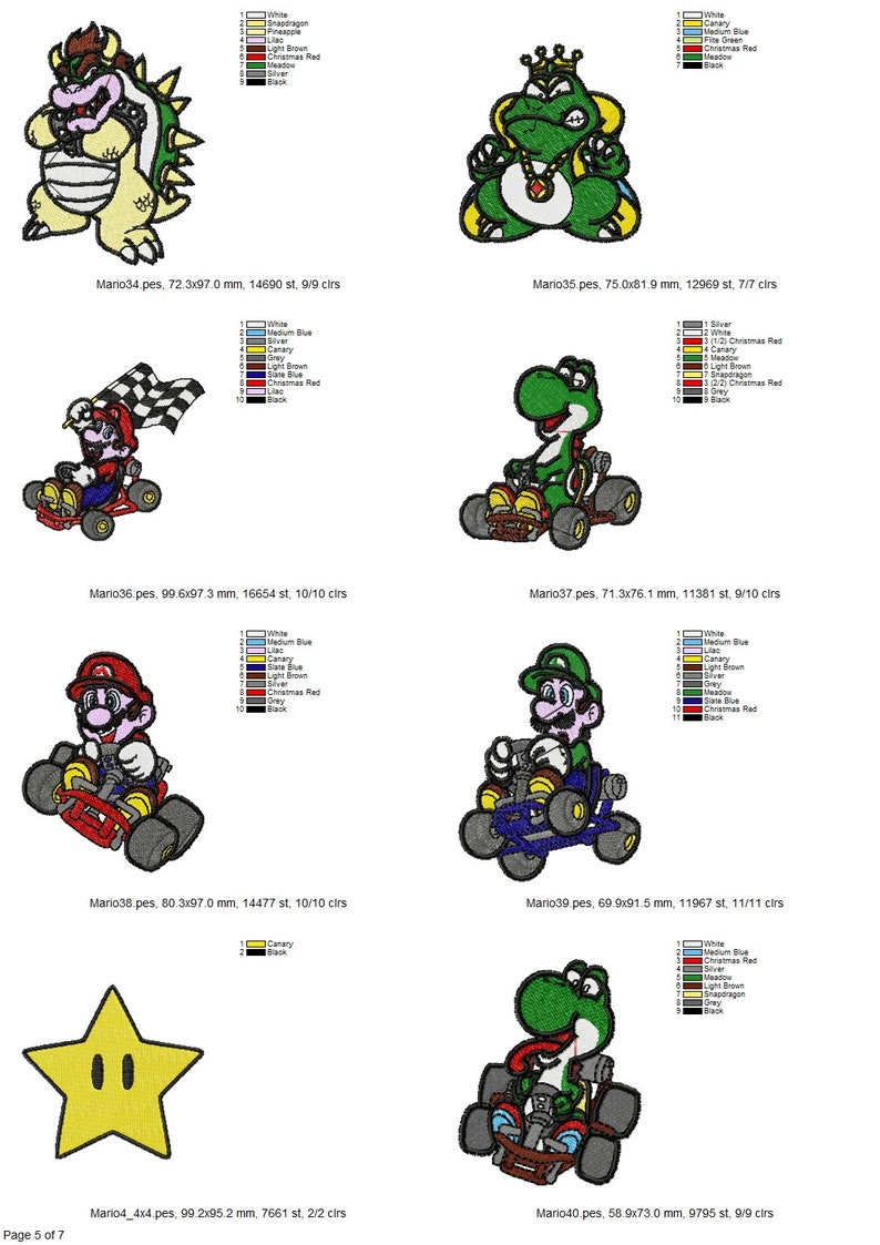 Super Mario Machine Embroidery Designs 56 Designs Mario | Etsy