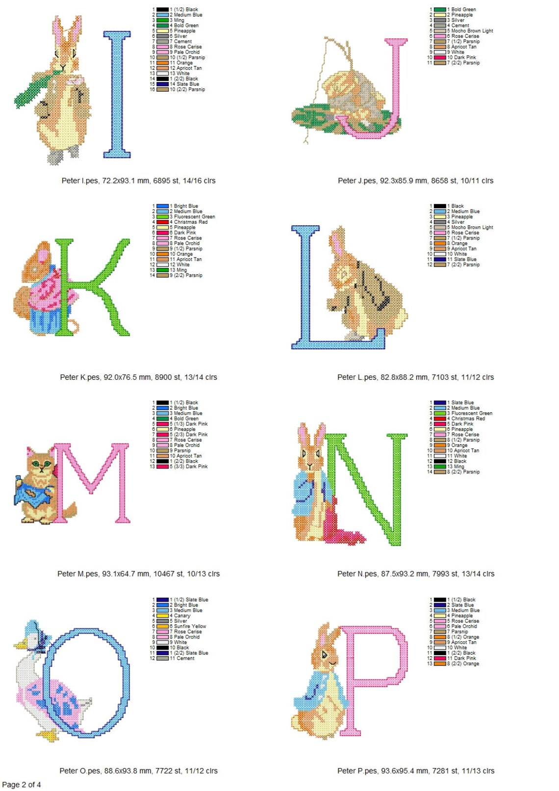 Peter Rabbit Cross Stitch Alphabet Machine Embroidery 26 - Etsy