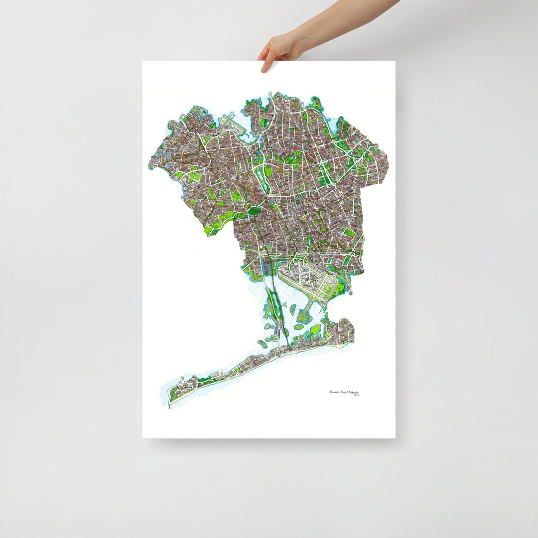 Hand-drawn Queens Map Poster - Etsy