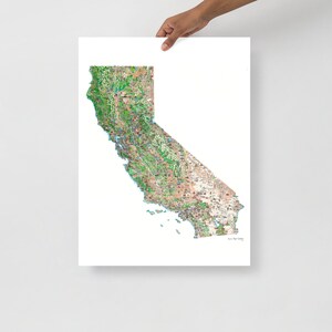 Hand-drawn California Map Poster - Etsy