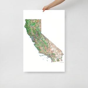 Hand-drawn California Map Poster - Etsy