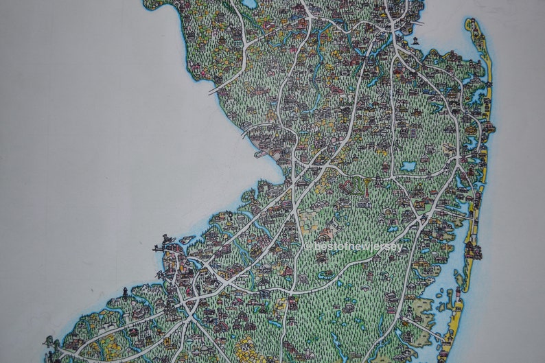 Hand-drawn New Jersey Map Poster - Etsy