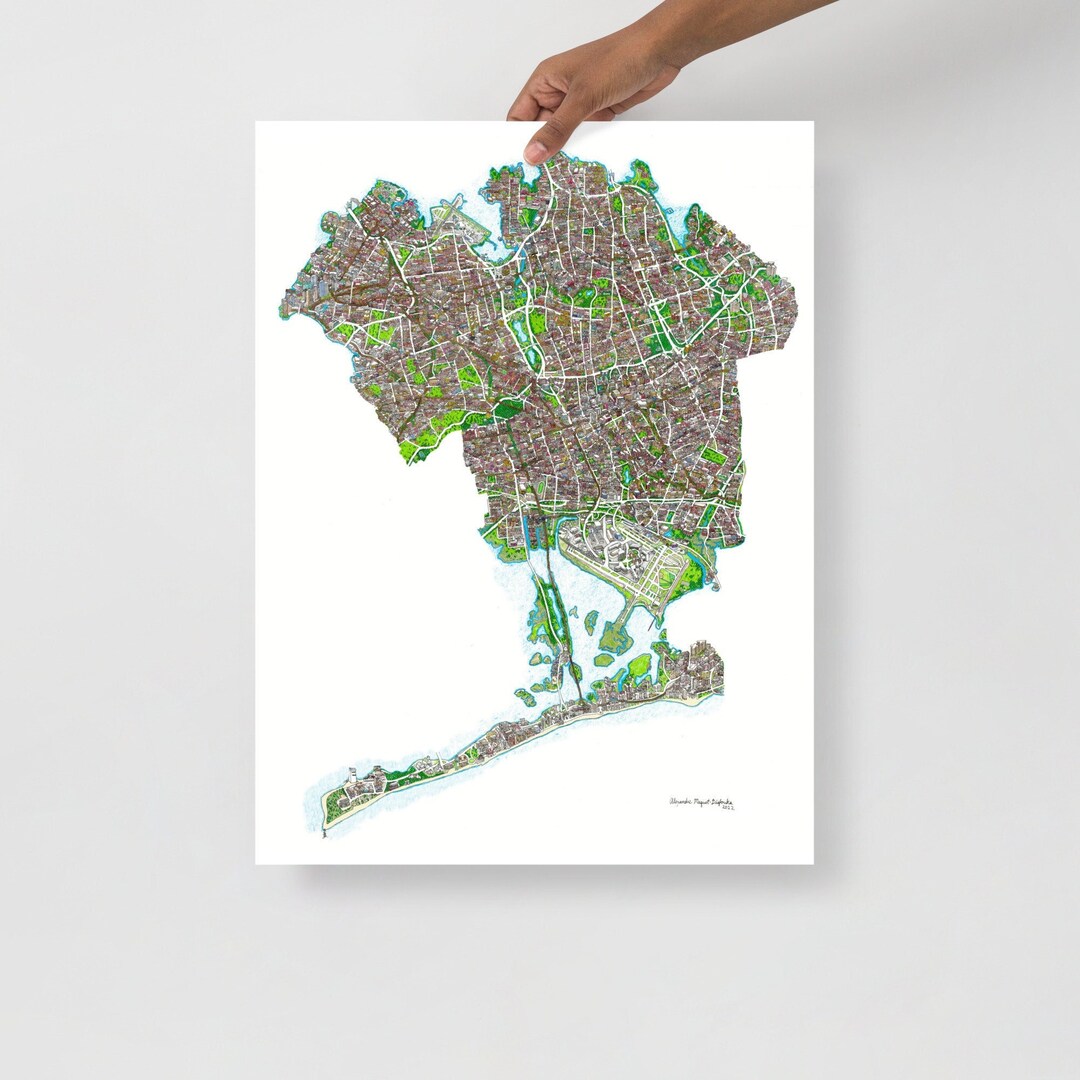 Hand-drawn Queens Map Poster - Etsy