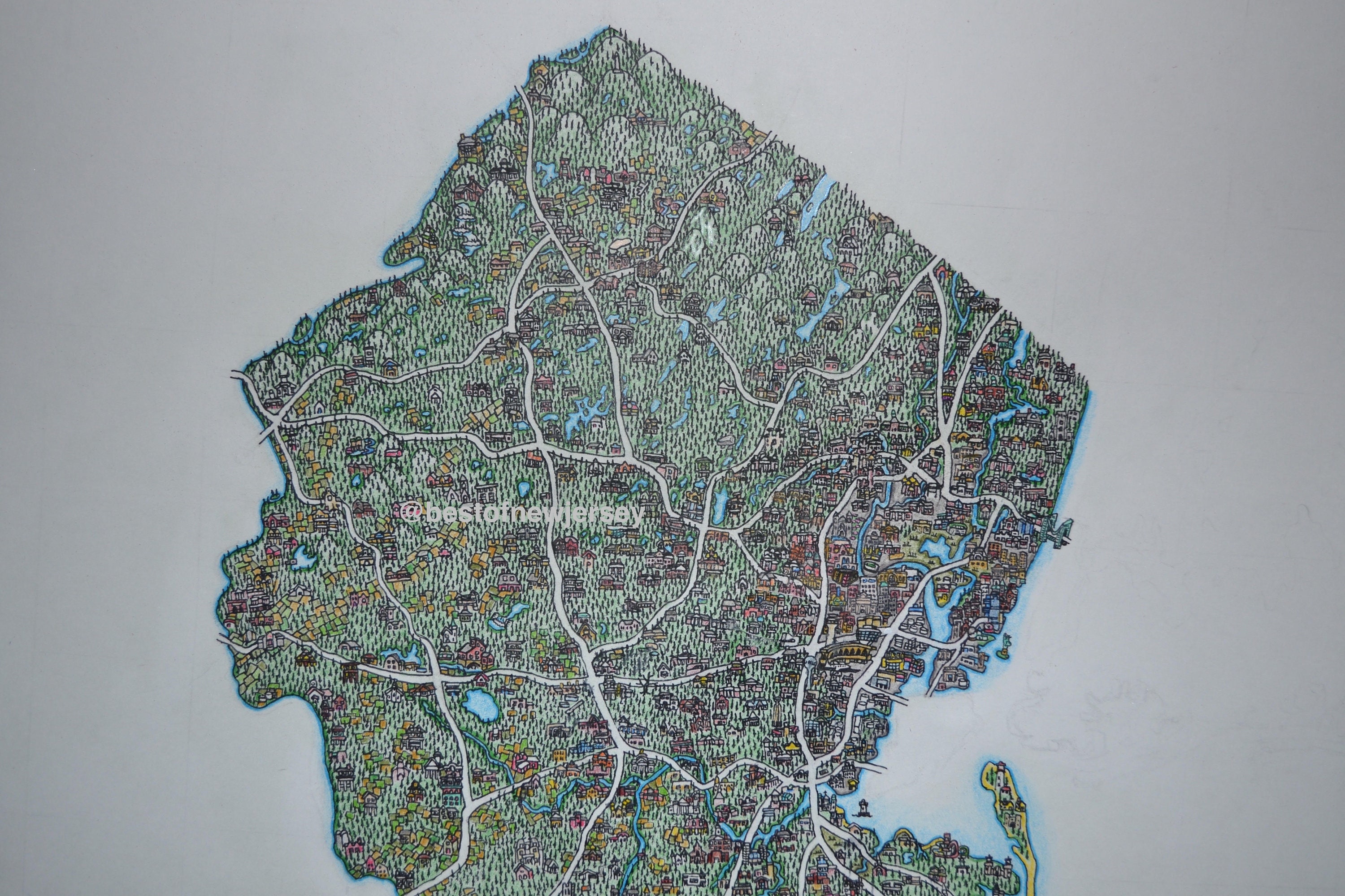 Hand-drawn New Jersey Map Poster - Etsy