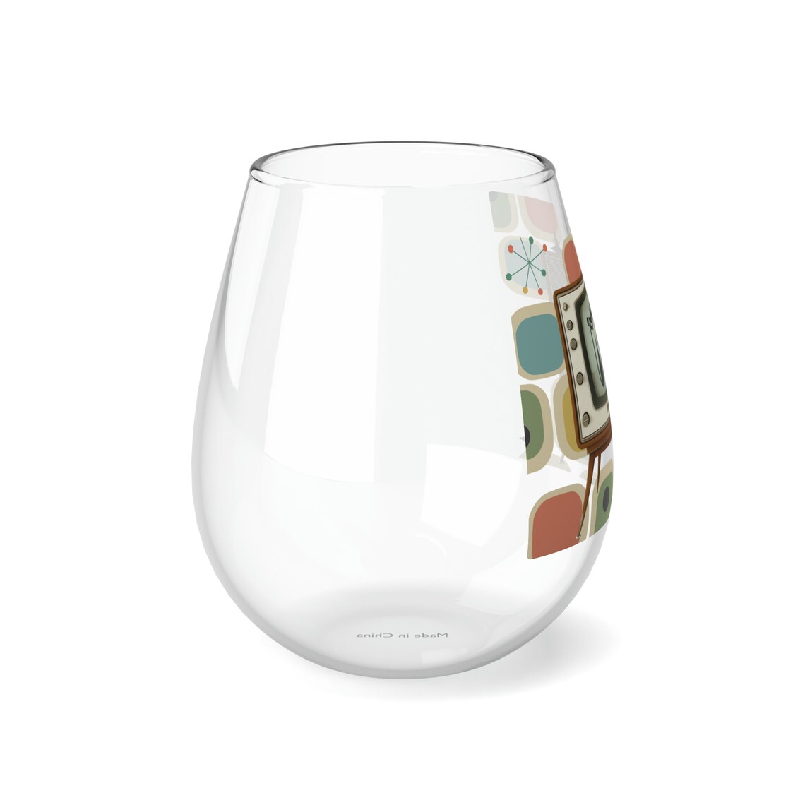 MCM, Mid Century Modern Atomic Cat Stemless Wine Glass, 11.75oz Retro ...