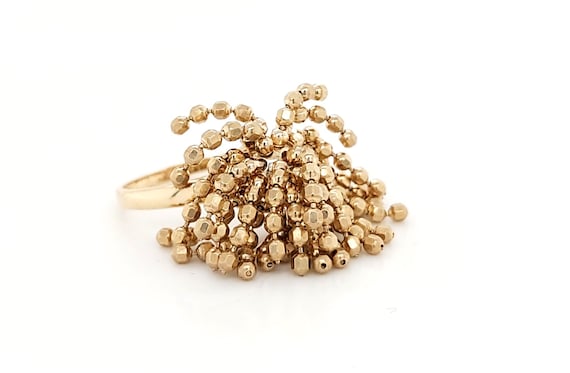 14k Yellow Gold Vintage Bead String Women's Ring - Gem