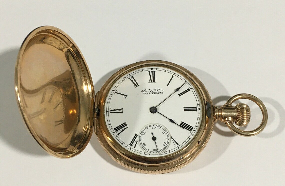 Antique Gold Plated A.W. Co. Waltham Wind up Pocket Watch - Etsy