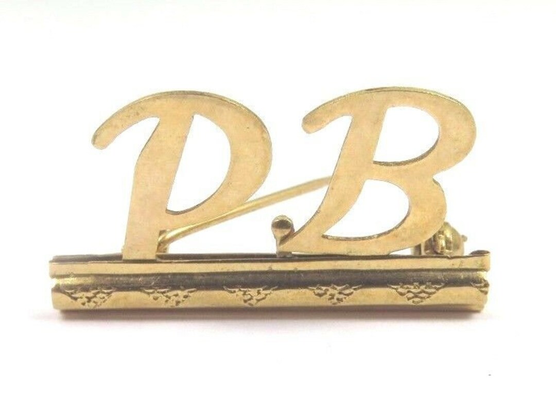 18k Yellow Gold Antique Estate Jewelry Tie Brooch Pin With "p B ...