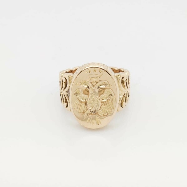 18k Gold Eagle Mens Ring - Etsy