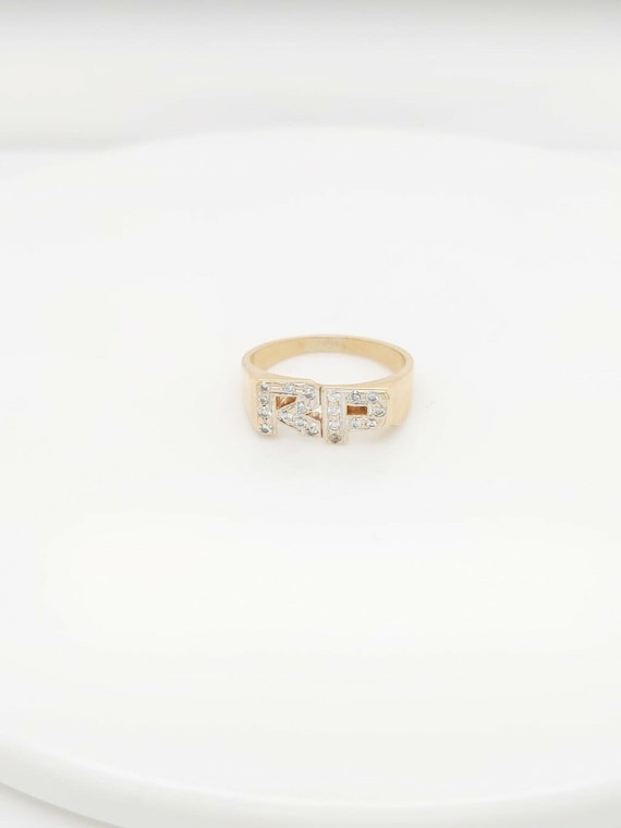 14k Yellow Gold Initial RP Diamond Ring - Gem